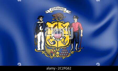 3D Flag of Wisconsin (1913-1981), USA. 3D Illustration Stock Photo - Alamy