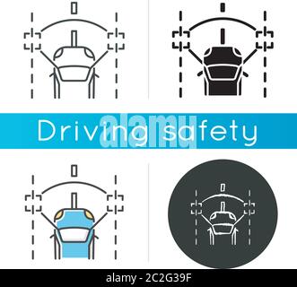Lane assistance color line icon. Adaptive cruise control. Detection ...
