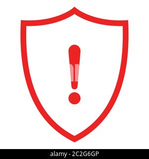 Exclamation mark and shield Stock Photo - Alamy