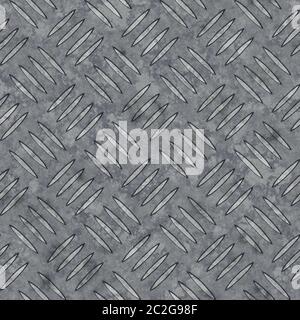 Seamless metallic diamond plate pattern surface. Dirty steel floor ...