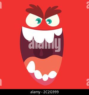 red square cartoon angry expression vector illustration Stock Vector ...