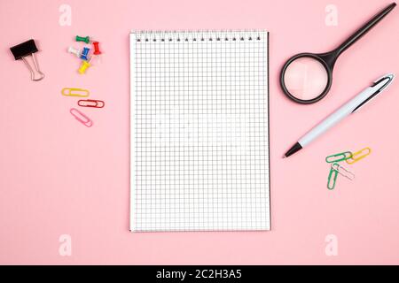 Top view copybook with glass magnifier and cup of coffee Stock Photo ...