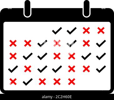 Calendar Page Icon Tick And Cross Vector Art Illustration Stock Vector ...
