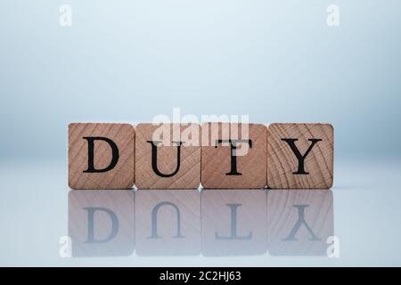 Duty Word Made Using Wooden Blocks. Jury Duty Concept Stock Photo - Alamy