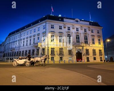 Austrian Chancellery by night, government building at Ballhausplatz in ...