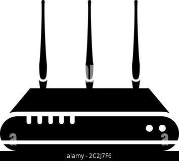 router icon Black line art vector in black and white outline set ...