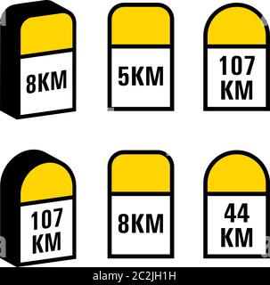 Milestone Icon, Road Side Distance Detail Stone Start Finish Vector Art ...
