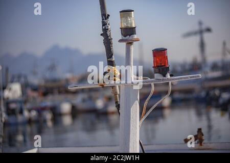 Boat position lights of a fishboat Stock Photo - Alamy