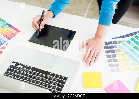 interior design or graphic designer renovation and technology concept ...