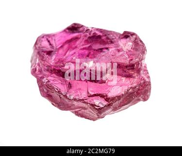 specimen of natural raw rhodolite crystal cutout on white background ...