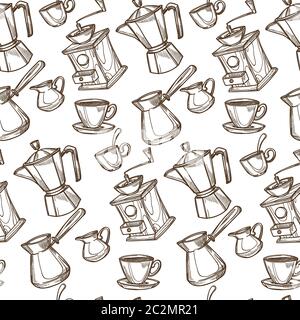 Coffee seamless pattern with coffee maker. Cafe background, texture ...