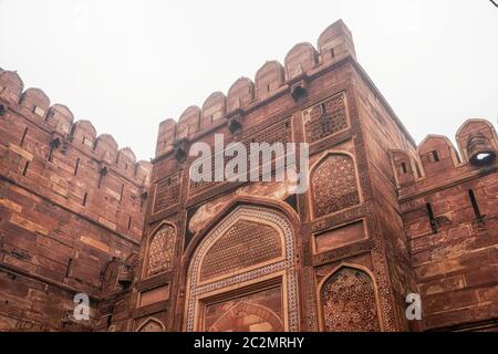 agra fort exterior fort wall views in the city of Agra in India taken ...