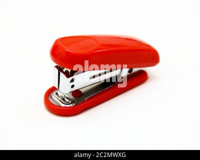 Red metal stapler Stock Photo - Alamy