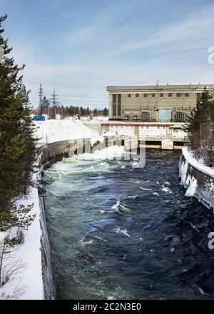 A small hydroelectric power plant in the city of Nitra in Slovakia ...