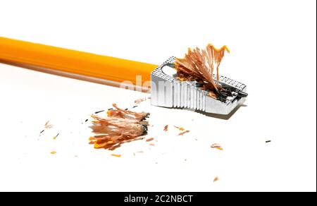 Broken pencil and sharpener Stock Photo - Alamy