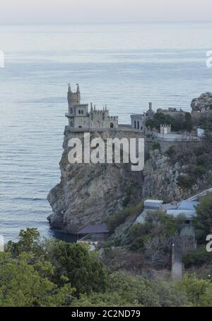 Crimea Swallow's Nest Castle on the rock over the Black Sea. It is a ...