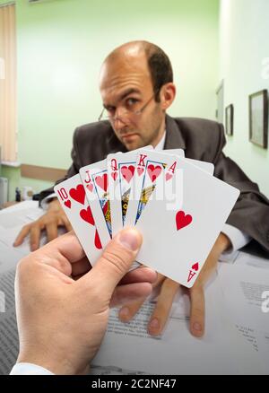 A person looking at a Royal flush An ace-high straight flush, the best ...