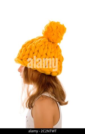 Girl with wool cap in winter Stock Photo - Alamy