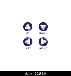 Set of up, down, left and right arrow icons on a transparent background ...