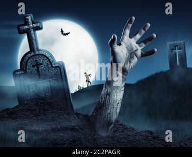 zombie hand, undead, coming out of the ground, monster hand on isolated ...