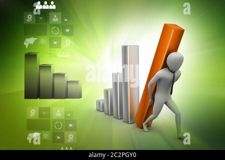Business man pushing graph chart Stock Photo - Alamy