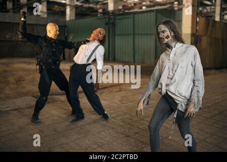 Military man nightmare, battle with zombie army Stock Photo - Alamy