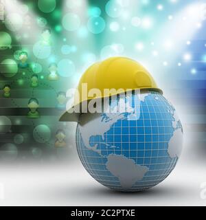Globe with safety helmet Stock Photo - Alamy