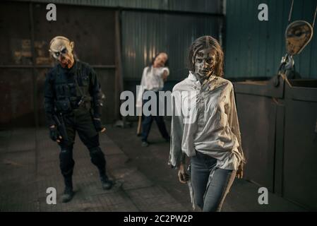 Zombies looking for fresh meat, abandoned factory Stock Photo - Alamy