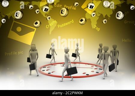 Business man walk around the clock Stock Photo - Alamy