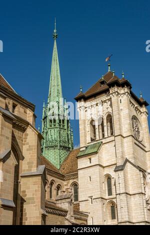 Bell tower and roof of Cathedral of Saint Stephen in Vienna in Austria ...
