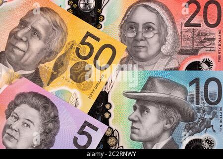 Australian money a background with new series of banknotes Stock Photo ...