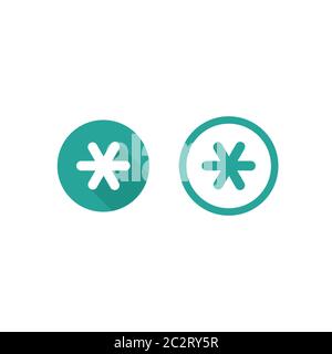 white asterisk footnote with shadow in green circle icon. Asterisk sign ...