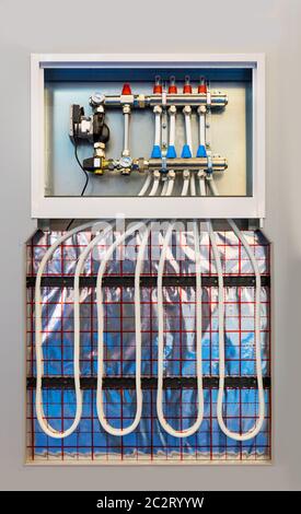Set of heating floor system with collector Stock Photo - Alamy