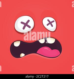red square cartoon angry expression vector illustration Stock Vector ...