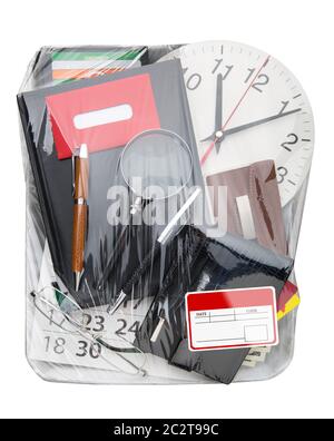 Business objects on Wrapped empty plastic white food container Stock ...