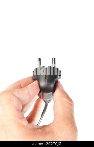 Plugging electrical cable. Isolated on white Stock Photo - Alamy