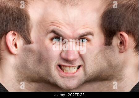 A panoramic face of very angry man Stock Photo - Alamy