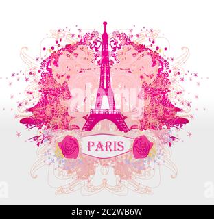 Vintage retro Eiffel tower abstract card Stock Photo - Alamy