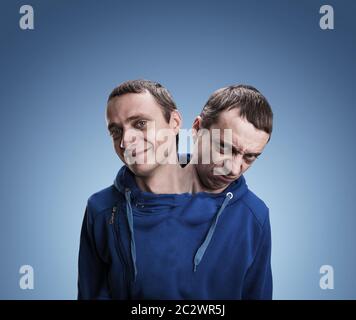 Heads of two people, abstract brain for concept change, process human ...