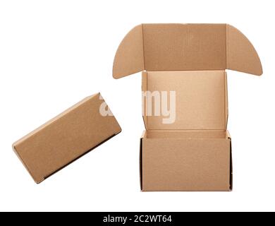 closed brown rectangular cardboard box for transporting goods isolated ...