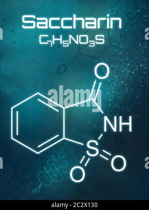 Chemical formula of Saccharin on a futuristic background Stock Photo ...