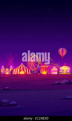 Smartphone background theme with carnival funfair at night. Vector ...