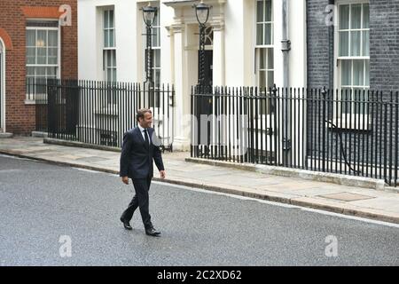French President Emmanuel Macron arrives for the EU summit in Brussels ...