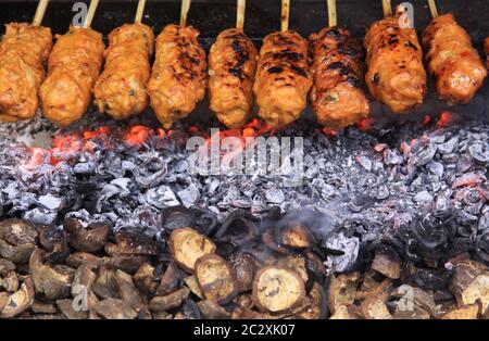 Sate Lilit. Balinese traditional minced seafood satay wrapped around ...