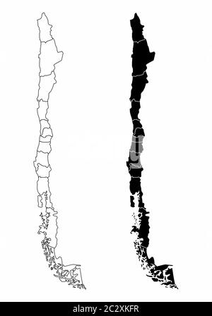 Map of Chile with regions. A simple country border map with region ...