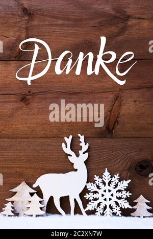 Deer, Snowflake, Snow, Tree, Danke Means Thank You Stock Photo - Alamy