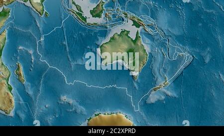 Outline of the Australian tectonic plate with the borders of ...