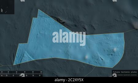 Futuna plate shape outlined on a darkened and desaturated background of ...