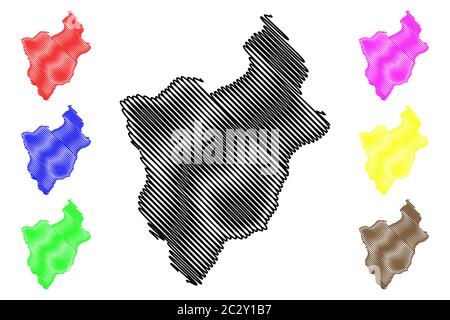 Mongar District (Districts of Bhutan, Kingdom of Bhutan) map vector ...