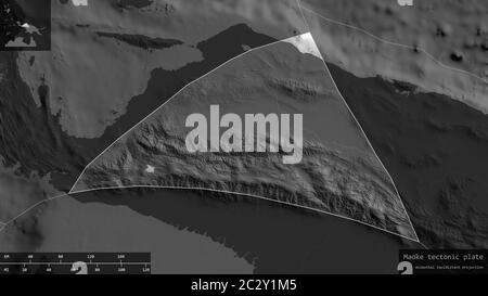 Maoke plate shape outlined on a darkened and desaturated background of ...